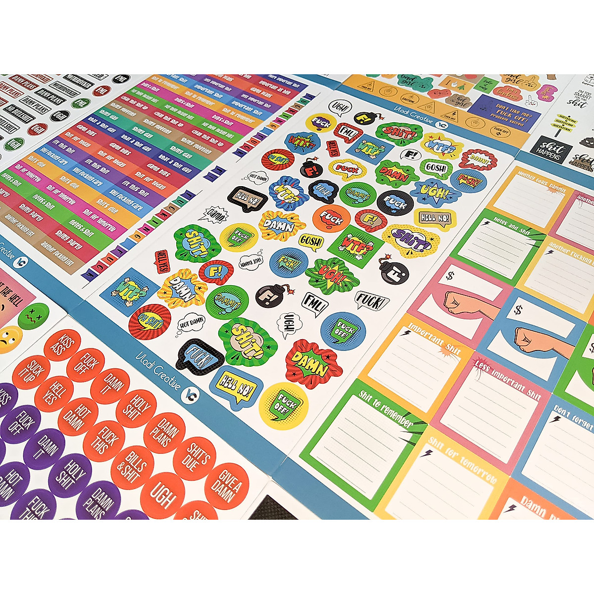 Rude and Humorous Planner Stickers for Adults - 660pc Unique Assorted Journal Decorations - Stay Organized and Get Your Life Under Control - Matte Finish, Unplanner Stickers by Vladi Creative