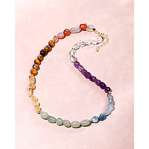 Jewever 7 Chakra Necklaces for Women Crystals and Gemstones Irregular Quartz Stones Balance Yoga Meditation Healing Crystal Necklace