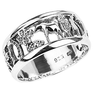 .925 Sterling Silver Good Luck Symbol Thick Open Band Ring - Size 11-1/2