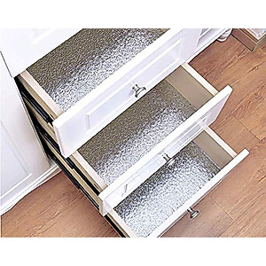 Yija Self-Adhesive Kitchen Aluminum Foil Anti Greasy Countertop DIY Waterproof Shelf Drawer Liner Cabinet Sticker 15.6 Inch by 98 Inch