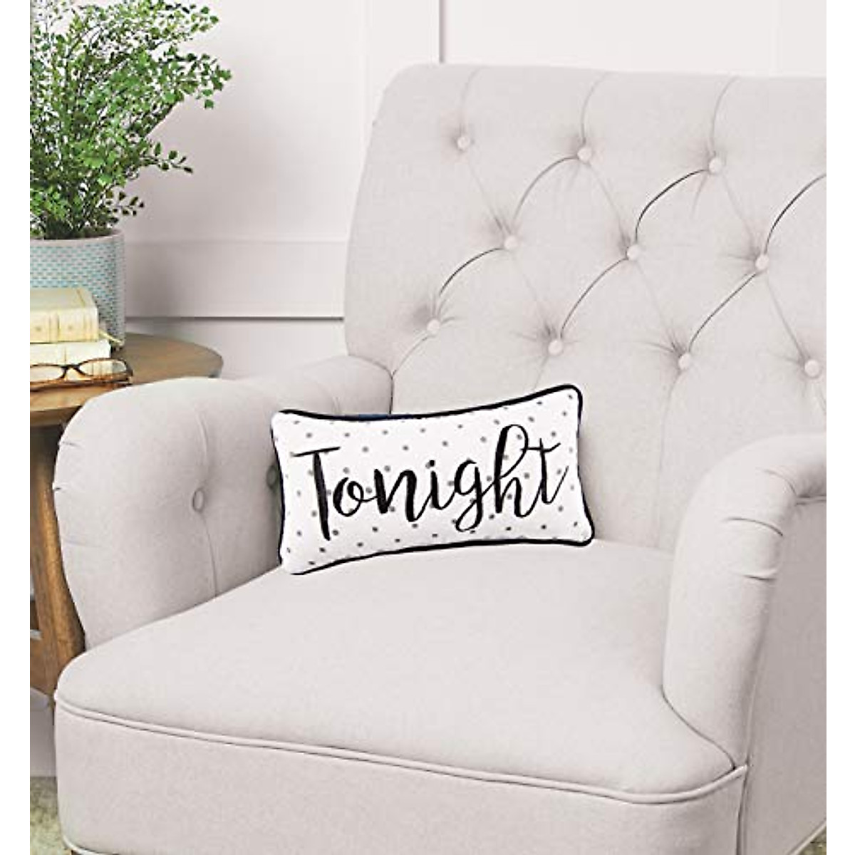 C&F Home Small 6" x 12" Tonight/Not Tonight Embroidered Reversible Pillow Polka Dot Funny and Romantic Decor Decoration Accent Throw Pillow for Bridal Shower Anniversary Bachelorette Party 6" x 12"