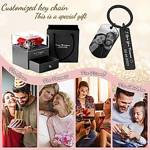 Cupike Personalized Picture Keychain - Customized Engraved Keychains with Photo Text, Personalized Gifts for Men Women Lovers (02-Black1)