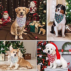 ADOGGYGO 4 Pack Dog Bandana Christmas Dog Scarf Triangle Bibs Kerchief Set Dog Christmas Costume Accessories Decoration for Medium Large Dogs Pets (Large, Christmas)