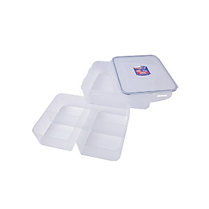 LOCK & LOCK Rectangular Food Container with Divider, Short, 16.2-Cup, 131-Fluid Ounces
