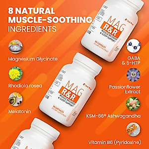 SaltWrap Mag R&R - Nighttime Muscle Cramps Support, Natural Sleep Support for Adults with Magnesium Glycinate for Muscle Spasm and Leg Cramps Relief, 90 Capsules