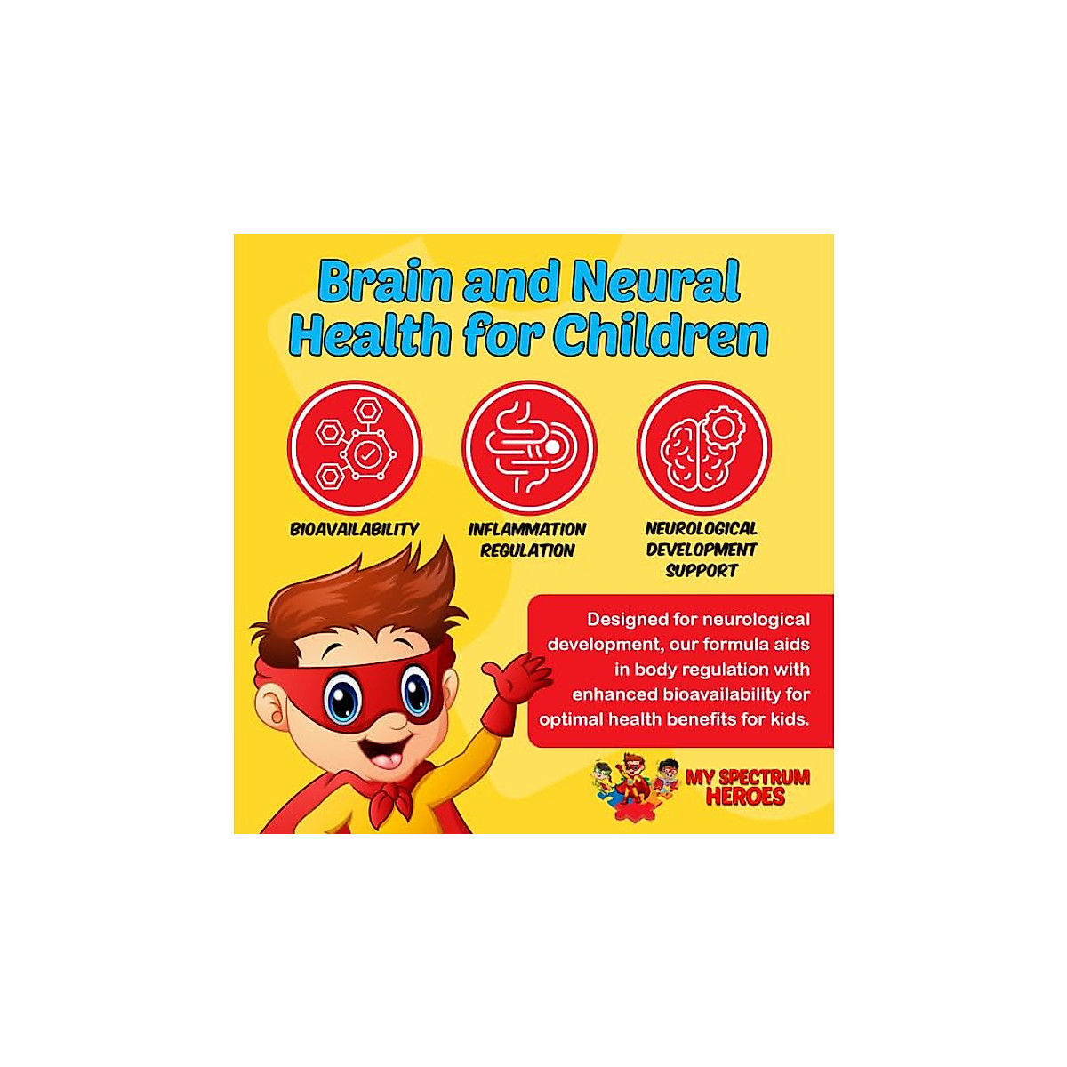 My Spectrum Heroes Kids Powder Multivitamin - Dissolvable Powder Supplement, Better Absorption, Non-GMO, Non-Gluten, No Artificial Ingredients - Neural Help for Children on The Spectrum - 122g(4.30oz)