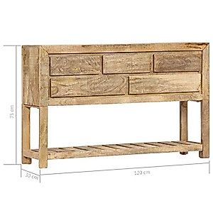 Sideboard Buffet Server Storage Cabinet Console Table Home Kitchen Dining Room Furniture Entryway Cupboard with 5 Drawers and 1 Shelf, 47.2"x11.8"x29.5" Solid Mango Wood
