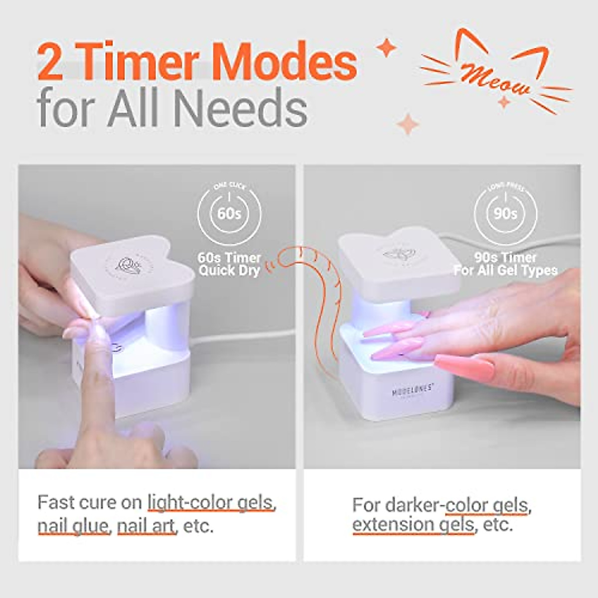 modelones Mini UV Light for Nails, UV Nail Lamp, Nail Light with 2 Timers for Fast Nail Extension, LED Nail Lamp, Portable USB Nail Dryer for Travel