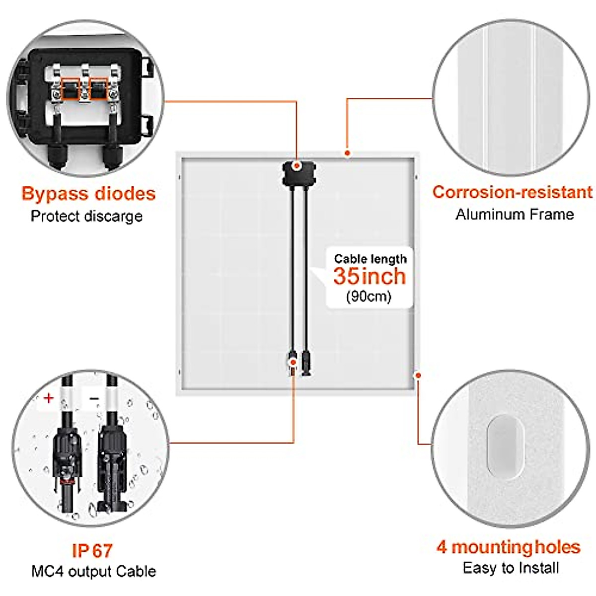 DOKIO 150 Watt 18 Volt Monocrystalline Solar Panel High Efficiency Module Durable RV Marine Boat Off Grid