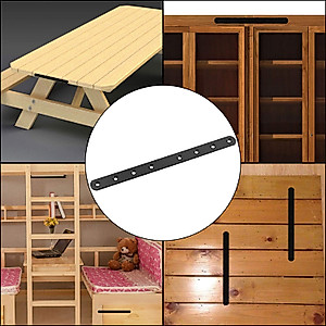 12 PCS 10 Inch Mending Plate Black Straight Braces for Wood Heavy Duty Corner Braces Straight Metal Brackets with Holes Flat Metal Bar Connector Mending Joining Bracket for Repair Fixing Fence Shelves