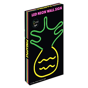 Isaac Jacobs 17” x 10” inch LED Neon ‘Yellow & Green Pineapple’ Wall Sign for Cool Light, Wall Art, Bedroom Decorations, Home Accessories, Party, and Holiday Décor: Powered by USB Wire (PINEAPPLE)
