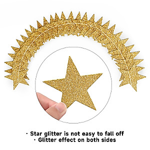 jijAcraft Glitter Gold Star Garland Decorations Hanging Garands Banner Backdrop, 2.7 inch Star Party Decoration for Birthday Baby Shower Wedding Kids Room Ramadan EID Graduation Decor (52 Feet)