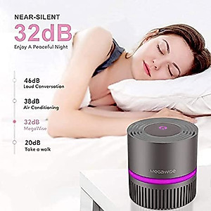 MEGAWISE True H13 HEPA Air Purifier for Home Bedroom Small Room Office, 3-IN-1 Filtration Air Cleaner for Smoke, Dust, Pet Dander, 100% Ozone Free, Available for California