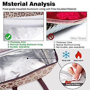 BALORAY Insulated Lunch Bag for Women Men Reusable Lunch Box for Adults, Large Lunch Cooler Tote Bag for Work Office School Picnic (G-197L Brown Leopard)