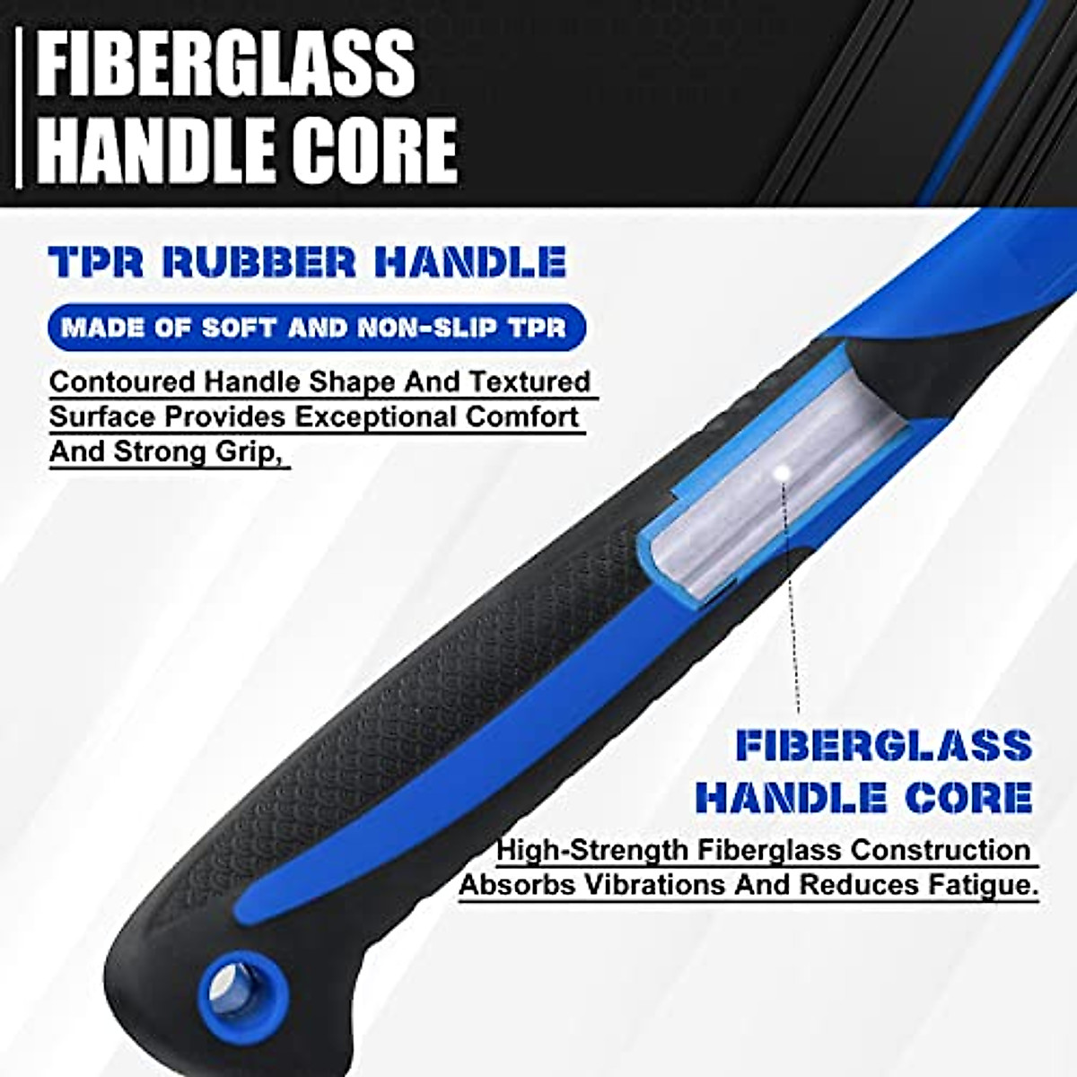 C&T 2-Piece Hammer Set,Black Rubber Mallet Hammer, Double-Faced Soft Hammer With Fiberglass Handle,Rubber Mallet Set