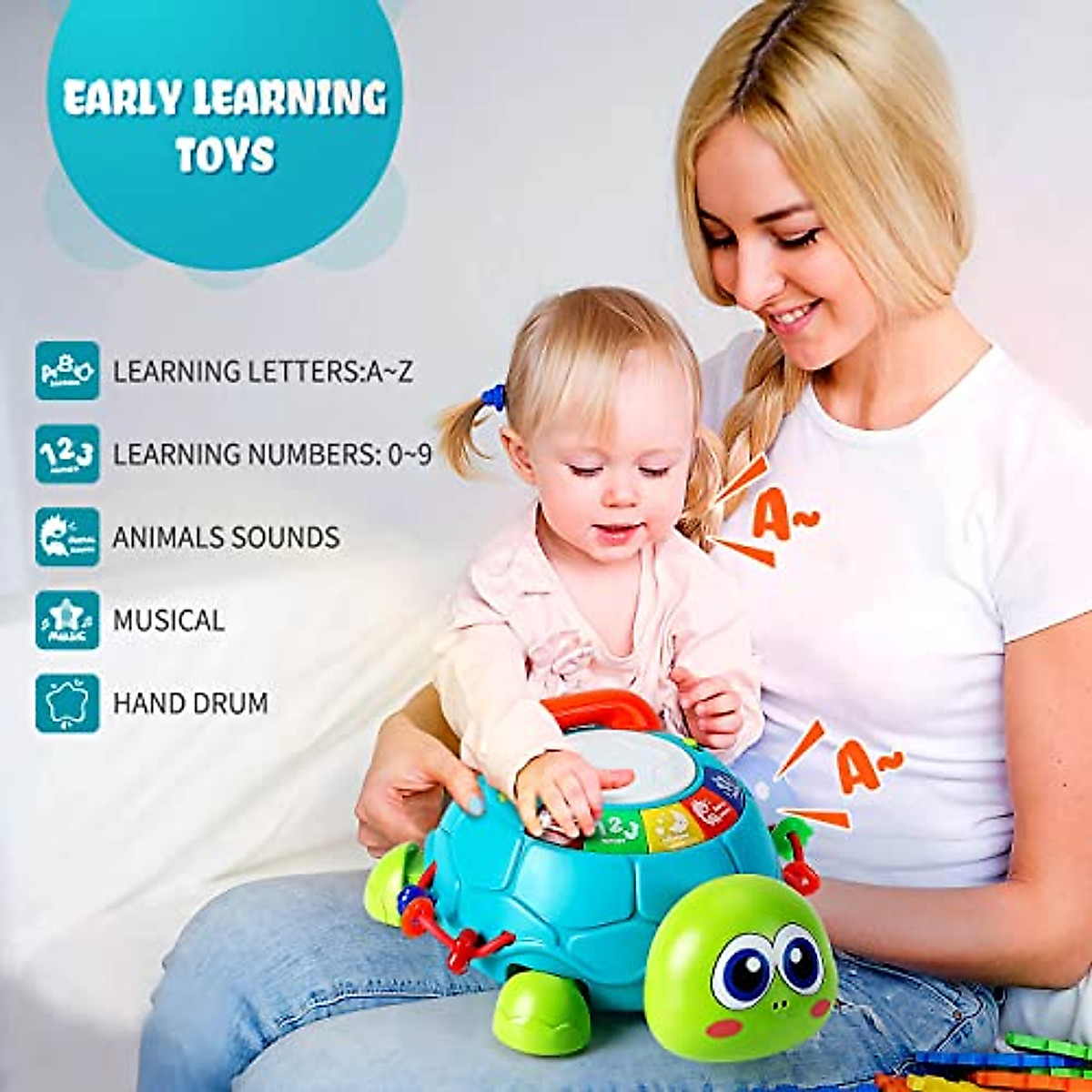 MAGIBX Educational Toys for 1 2 Year Old Boy Girl Gifts, Baby Toys 6 to 12 Months, Crawling Toys for Babies 6-12-18 Months Tummy Time, Light Up Musical Turtle Toys for 1 Year Old First Birthday Gifts