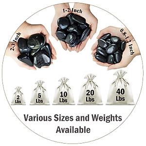 FANTIAN 2lbs Black Pebbles for Indoor Plants, Polished Black River Rocks for Potted Plants Vase Aquarium Landscaping and Outdoor Garden Decorative Black Stones