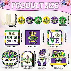 13 Pcs Mardi Gras Tiered Tray Decor Set Include Rustic Gnome Truck Mask Wood Sign Letter Sign Decoration Mardi Gras Table Decor for Xmas Decoration Home Kitchen Table Shelf Decorations