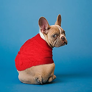 Winter Warm Pet Sweater, Soft Dog Clothes Coats Sweaters Classic Straw-Rope Sweaters for Medium Dogs Cat Gift Kitty Clothes Pet Sweater Apparel for Holiday New Year Valentine's Day(Red)