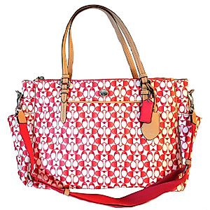 COACH Peyton Dream C Multifunction Baby Diaper Tote in Silver / White Pomegranate / Tan 30541