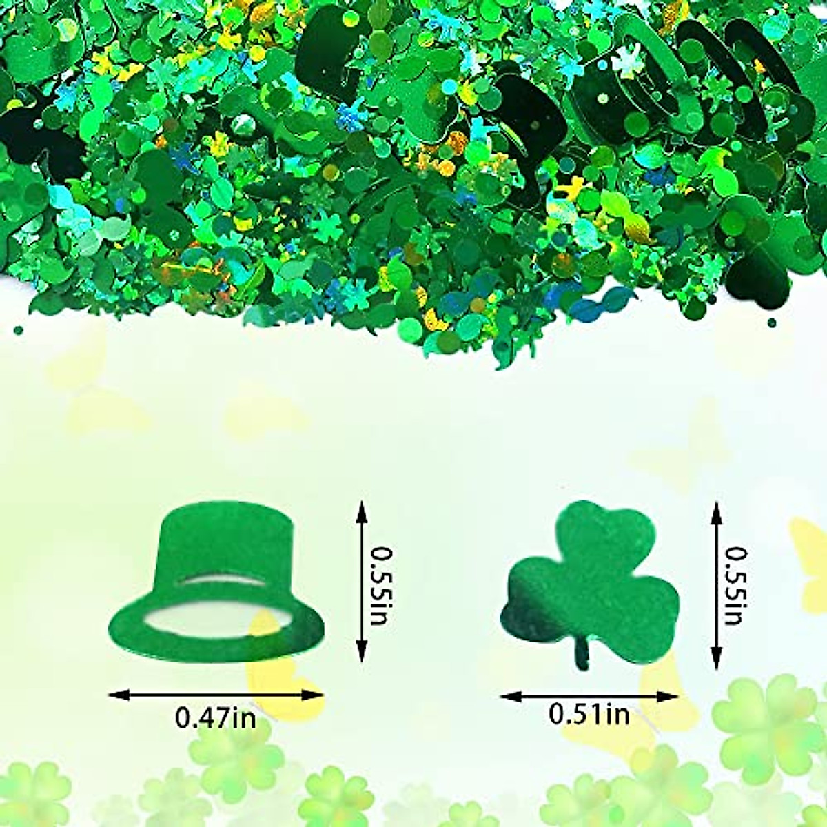 Estivaux 1000 Pieces St. Patrick's Day Confetti for Table Decorations, Irish Shamrock Confetti Decorations Glitter Green Stars Confetti Leprechaun Hat Table Confetti for Saint Patrick's Day Party Decor Favors