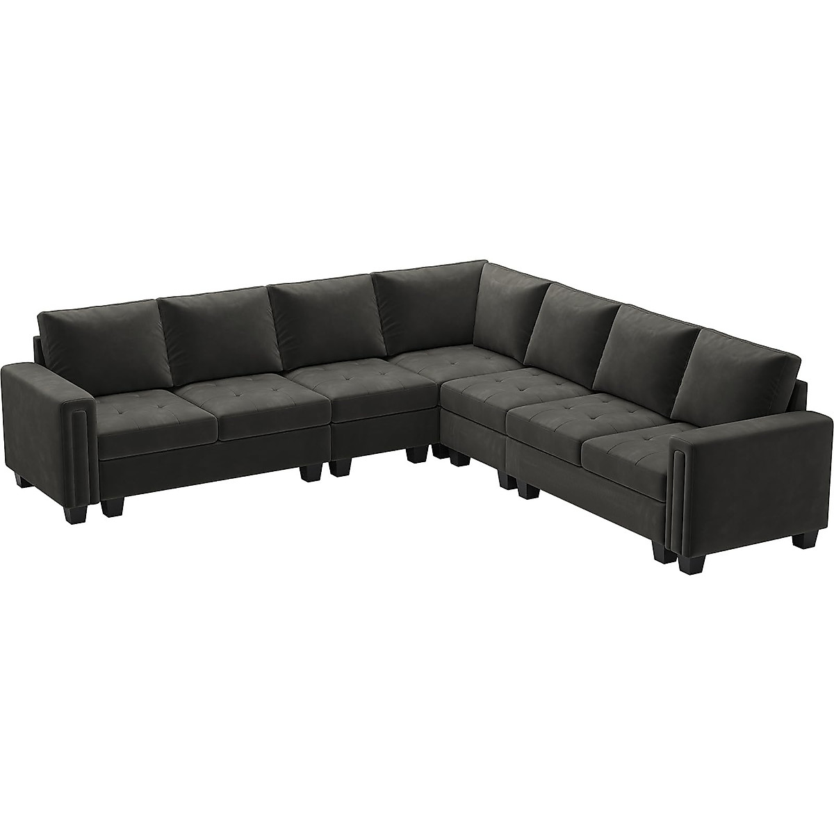 Belffin Modular Velvet Sectional L Shape Sofa Couch Oversized Convertible Sectional Sofa Couch with Reversible Chaise for Living Room Grey