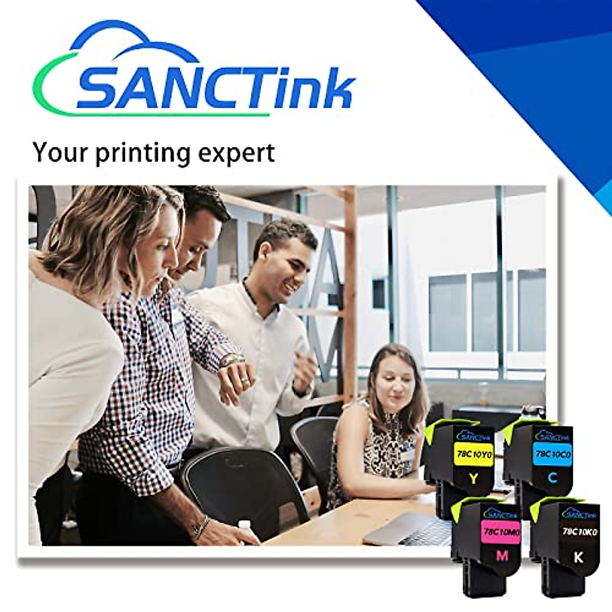 SANCTink Remanufactured Toner Cartridge Replacement for Lexmark CS725 CX725 CS720 CS720de CS720dte CS725de CS725dte CX725de CX725dte Printer 74C10K0 74C10C0 74C10M0 74C10Y0 (4 Pack)