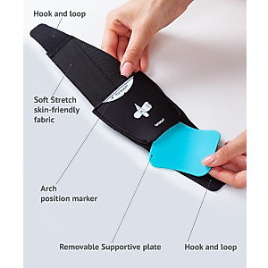 BRISON Plantar Fasciitis Relief - Arch Support Orthotics Inserts Brace - Adjustable Compression Helps with Planters Facetious Flat Foot Pain Foot Care Black