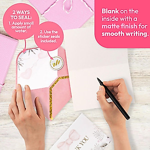 Only Zest Blank Thank You Cards with Envelopes Bulk, 50 Pack Elegant Baby Shower Thank You Cards with Stickers- Baby Girl Thank You Notes for Baptism, Birthday, Bridal Shower