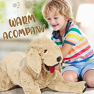Geosar Giant Dog Stuffed Animals Fluffy Labrador Large Stuffed Dog Hugging Toy Big Cuddly Plush Body Pillow Gifts for Adult Kids, Pets Birthday Party Christmas New Year, Gold(100 cm/ 39.4 inch)