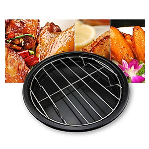 PartyKindom Grill Turkey Rack Food Steamer Round Baking Rack Wire Rack Cooling Rack Stainless Steel Roasting Rack Dish Steam Rack Baking Supplies Meat Net Grilling Rack Pots and Pans Tray