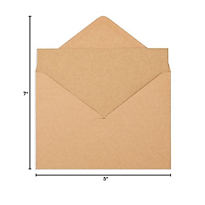 50 Pack Blank 5x7 Note Cards and Envelopes Set, Brown A7 Notecards for Open When Letters, Birthday, Holidays Greetings
