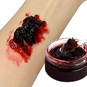 DE'LANCI Fake Blood Scab, 2 Pcs Coagulated Blood Gel Washable, Realistic Scar Blood Halloween SFX Makeup on the Face/Body, Prefect Zombie Vampire Monster Cosplay Stage Blood Clothes - 60g (2.12 oz)