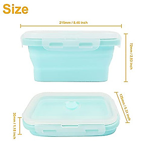 KUFUNG Collapsible Silicone Food Storage Container Stackable - Space Saving | Microwaveable | Freezer, Dishwasher Safe| BPA Free|Collapsible Leftover or Meal Prep Lunch Box Containers (Blue, 1200ml)