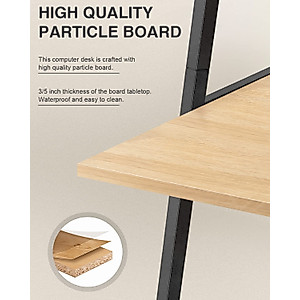 SpringSun Computer Desk with Power Outlet 2-Tier Ladder Computer Table with Storage Bookshelf, USB Charging Ports Modern Writting Table for Office and Home