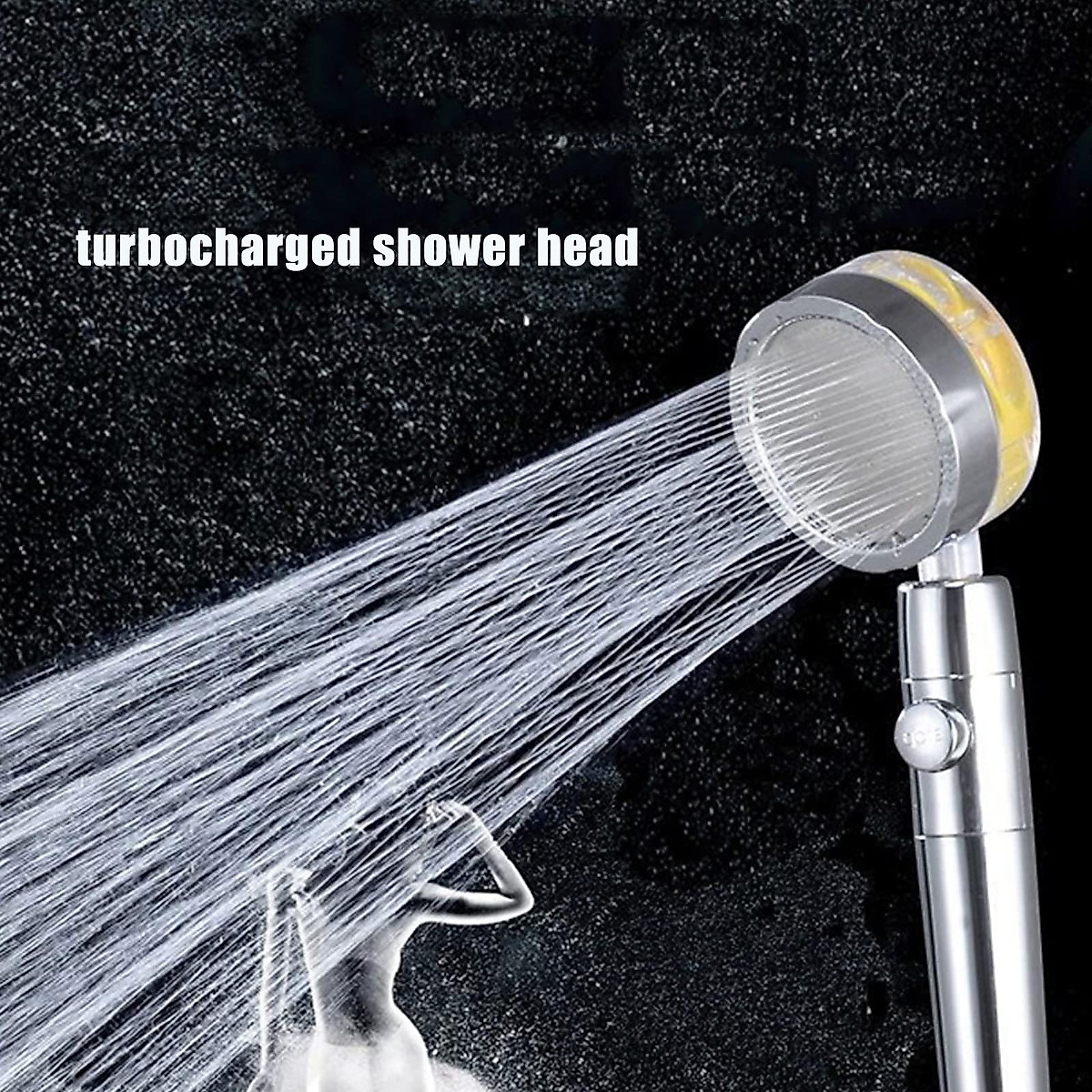 APBEAM High Pressure Water Saving Propeller Shower Head with Filters Vortex Shower Head Pause Switch Hydro Jet Shower Head Easy Install Handheld Turbo Shower Head 360 Degrees Rotating - Red