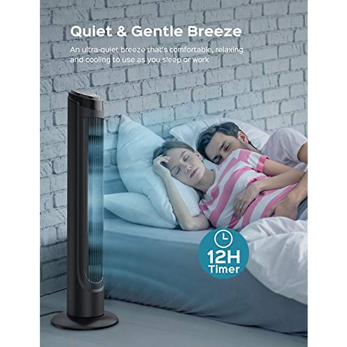 Dreo Tower Fan for bedroom, 90° Oscillating Fans with remote, 3 Modes 4Speeds, 12H Timer, Space-Saving, LED Display with Touch Control, 40 Inch Quiet Bladeless Floor Fan for Home Office, Cruiser Pro