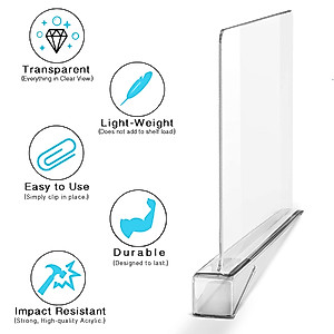 SABREZZI HOME Set of 4 Clear Acrylic Shelf Dividers - Maximize Your Closet Space with Ease - Ideal for Clothes, Sweaters, Purses, and More - Transparent Design Enhances Any Closet or Long Shelf