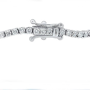 Pompeii3 3 Ct Diamond Tennis Bracelet 14k White Gold 7" Lab Grown Double Locking Clasp Women's Prong Set
