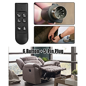 Lift Chair Remote Control for Home Power Recline Hand Control 6 Button Remote with 5-Pin Plug Extension Cable Fit for Okin Dewert Limoss Lazyboy Golden Catnapper