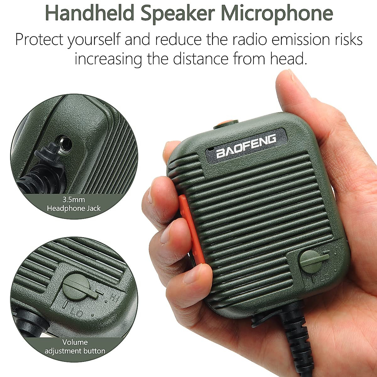 Baofeng AR-152 Tactical Speaker Mic Shoulder Microphone Volume Adjustable Military Grade Handheld Speaker for BaoFeng UV-5R UV-82 BF-888S RETEVIS TYT Pxton BTECH Kenwood Radios