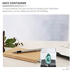 VOSAREA Specimen Display Case Crystal Storage 8pcs Clear Acrylic Box Square Rock Mineral Collection Display Case Specimen Sample Storage Acrylic Show Box Crystal Display Case Trinket Boxes
