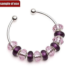 RUBYCA 10pcs White Silver Plated Bangle Bracelet Screw End Ball Cuff Charm Beads DIY Jewelry