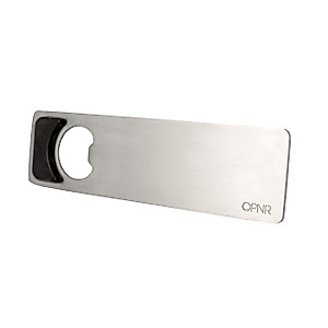 OPNR Bottle Opener with Magnetic Lid Catch, Beer, Soda, Home Bar, or Bartender Use | Catch caps, stick on fridge! | Heavy-Duty Stainless-Steel | Manual, Handheld Operation | Portable (BRUSHED)