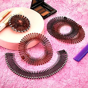 Patelai 20 Pieces Full Circular Stretch Comb Headbands, Plastic Hair Wrap Hairband Holder for Women Girls Sports Hair Accessories, 5 Colors, Black, Brown