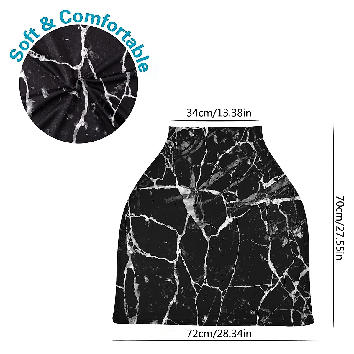 Nursing Cover Breastfeeding Scarf Abstract Black Marble Stone Baby Car Seat Covers Soft Breathable Infant Carseat Canopy Stroller Cover for Boys Girls