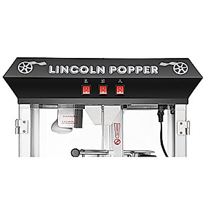 GREAT NORTHERN POPCORN COMPANY 6005 Black Antique Style Lincoln Popcorn Popper Machine w/Cart 8 Oz