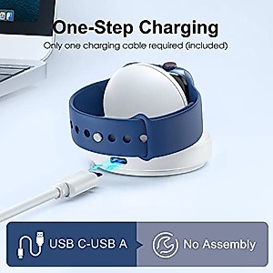 ZAPOGO Portable Magnetic Charging Dock for Apple Watch, Wireless Fast Watch Charger Stand with Charging Cable, Support Nightstand Mode, Compatible with Apple Watch Series 8 7 SE 6 5 4 3 2-White