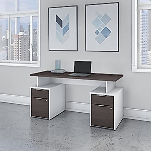 Bush Business Furniture Jamestown 60W Desk with 4 Drawers, Storm Gray/White