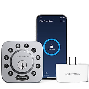 ULTRALOQ U-Bolt Smart Lock with Bridge WiFi Adaptor, 5-in-1 Keyless Entry Door Lock with WiFi, Bluetooth and Keypad, Smart Door Lock Front Door- Satin Nickel
